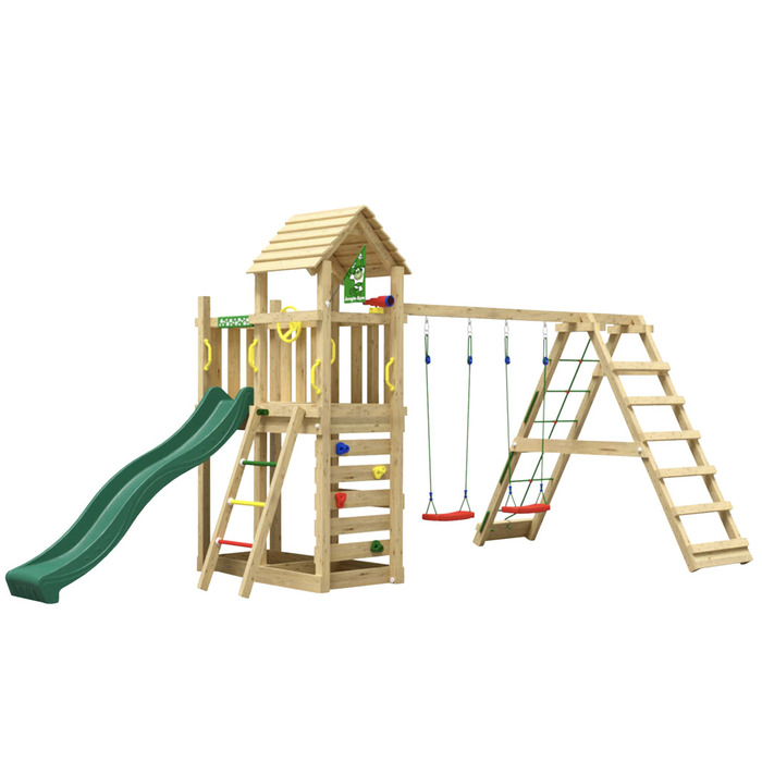 Jungle Gym Safari legetårn m/gynger & klatremodul - grøn | Køb hos jem ...