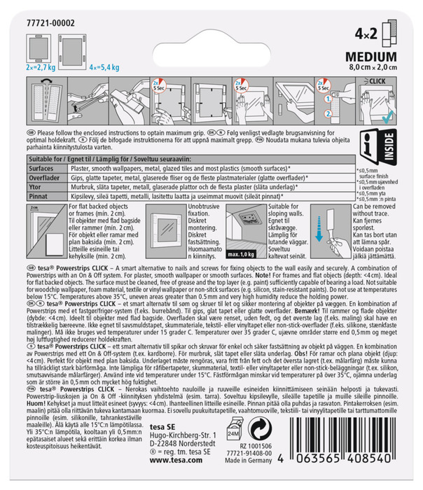 tesa® Powerstrips Click Medium 4 par | Køb hos jem & fix
