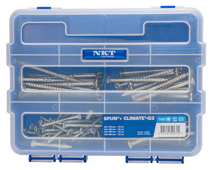 NKT Fasteners Climate spunskrue sortimentskasse 120 stk. | jem & fix