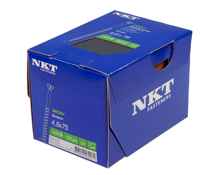 NKT Fasteners DECK+ terrasseskrue 4,8 x 75mm 150 stk. | jem & fix