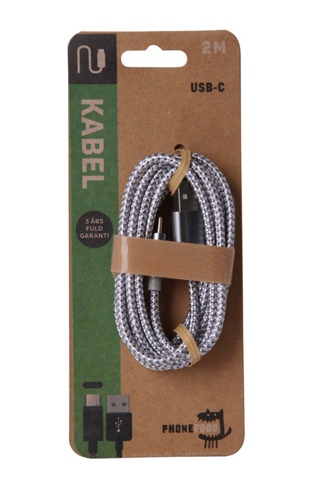 Kabel med USB-C stik - 2 meter | jem & fix