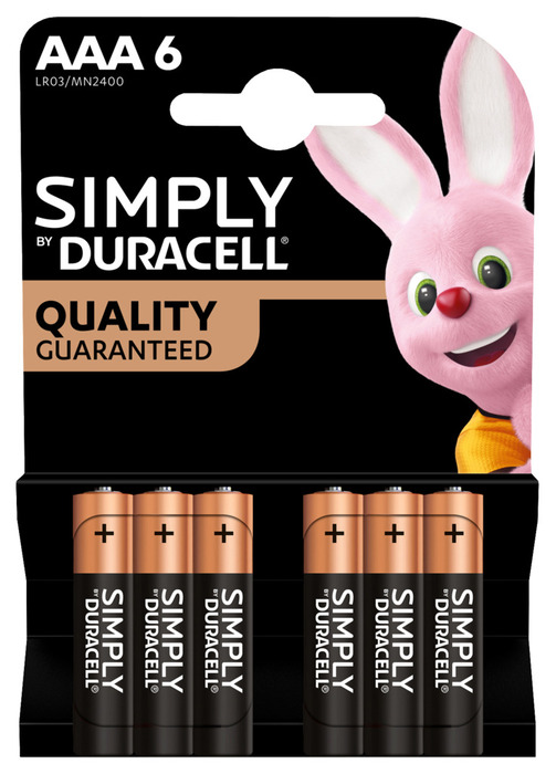 Duracell Simply AAA alkaline batterier 6-pk. | jem & fix