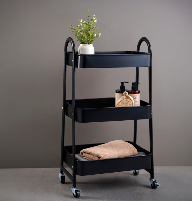 Trillebord med 3 hyller svart 44 x 30 x 79 cm - DAY | Kjøp hos jem & fix