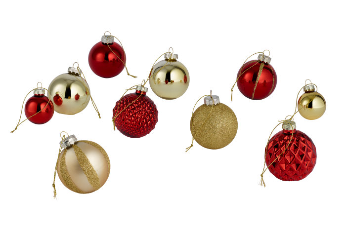 Julekuler rød/gull 10-pk. | Kjøp julepynt hos jem & fix