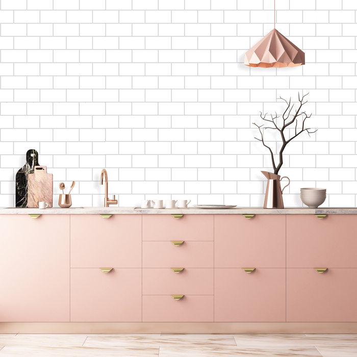 Kitchenline kjøkkenplate 610x610 – White Brick | jem & fix