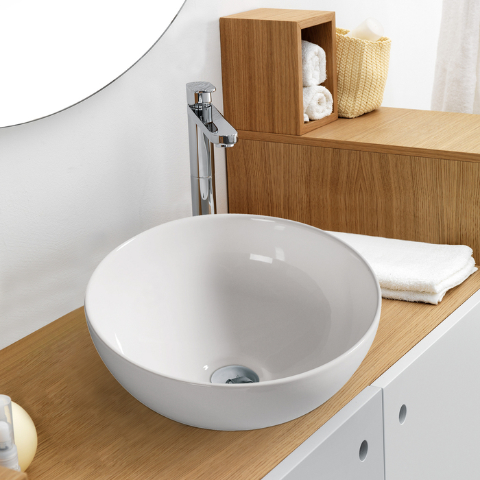 Fristående Handfat Runt Porslin Vit Ø40 cm till lågpris - jem & fix